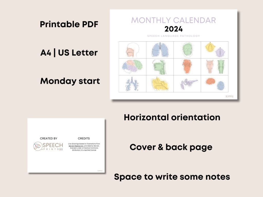 2024 Monthly SLP Calendar - Therapy Sheets
