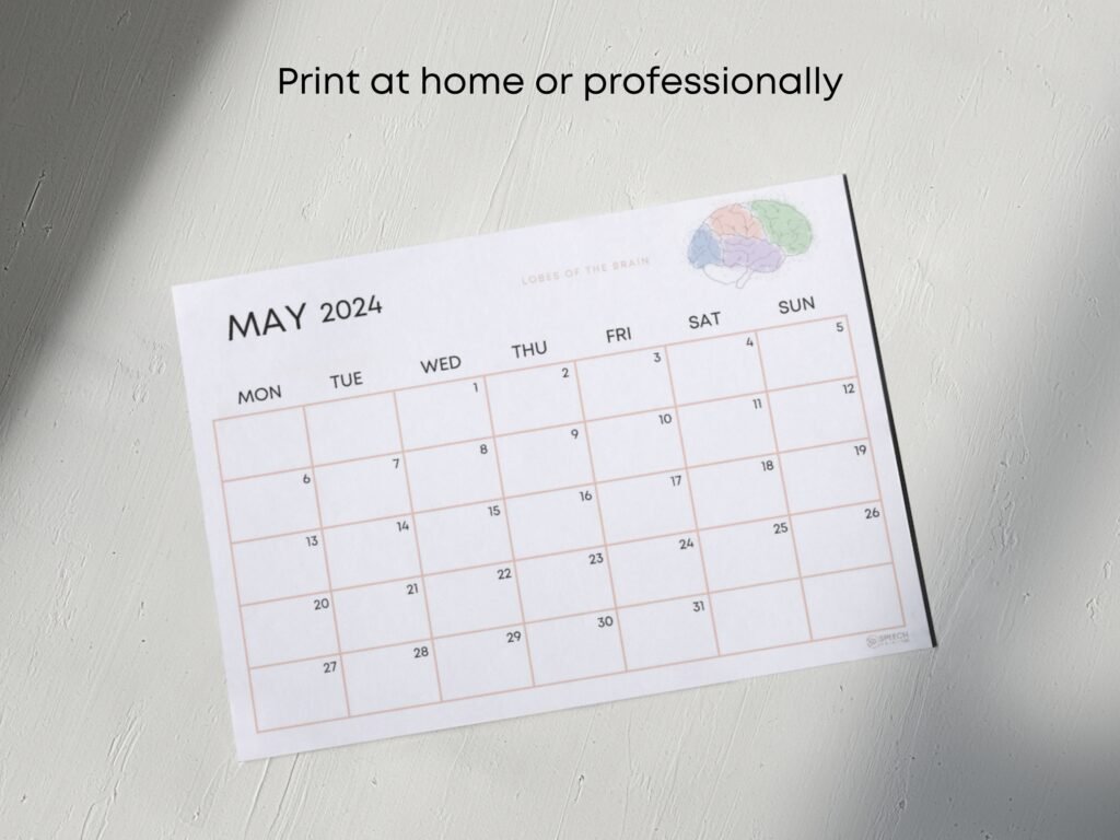 2024 Monthly SLP Calendar - Therapy Sheets