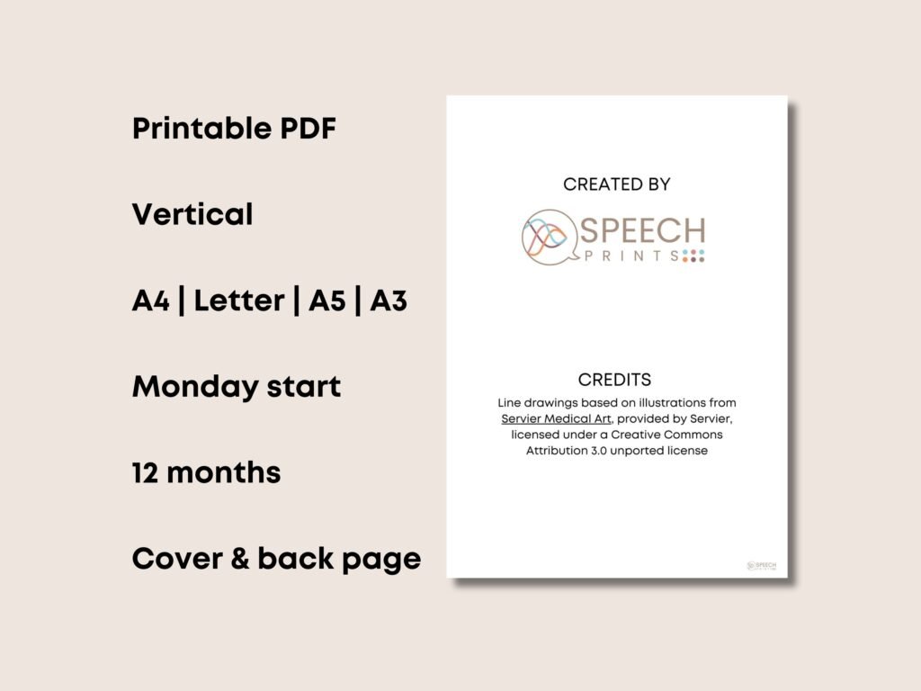 2024 Speech Pathology Calendar - Therapy Sheets